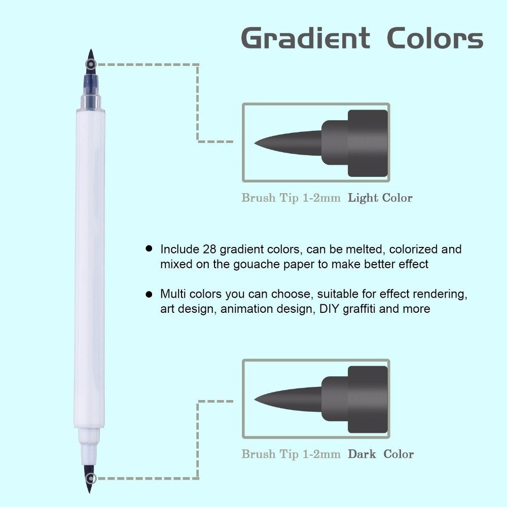 STA 14pcs 28 colors Gradient Colors Dual Tip Brush... – Vicedeal