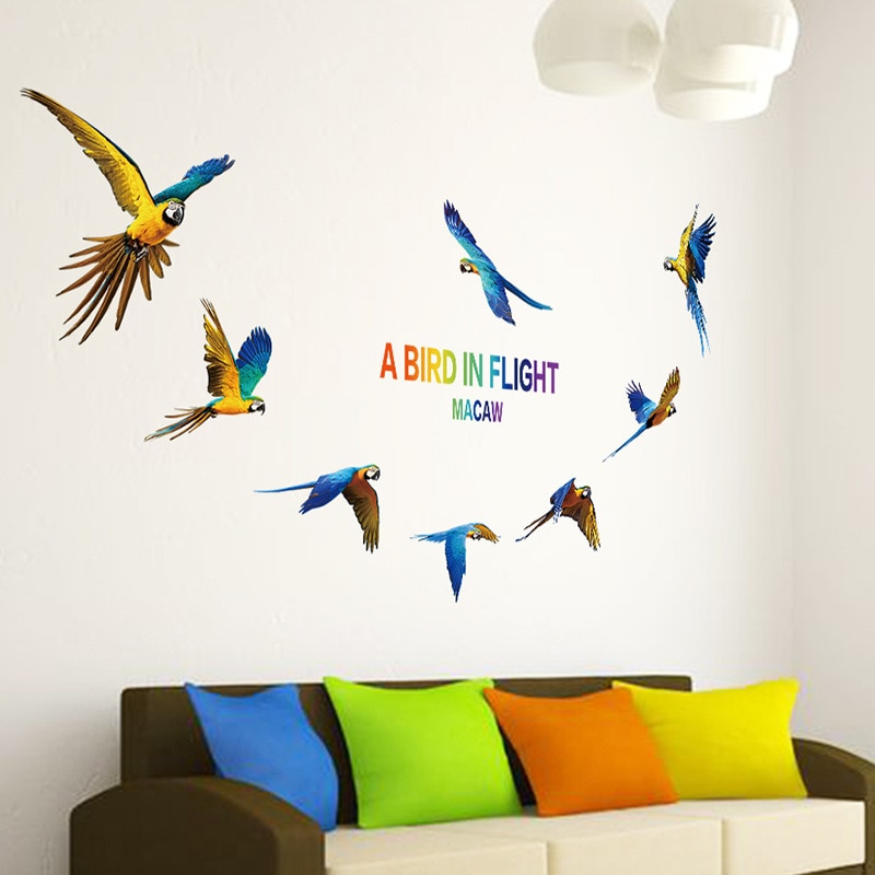 Colorful Parrot Birds Wall Sticker Macaw Magpie Ho... – Grandado