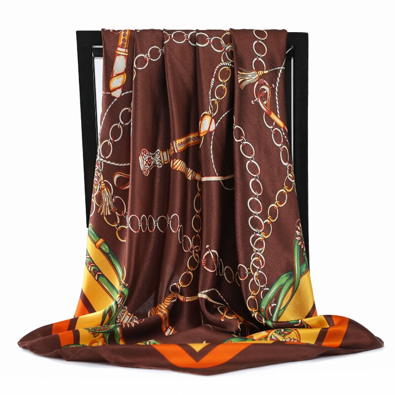 Women Silk Scarf Euro Green Square Head Scarves Wr... – Grandado