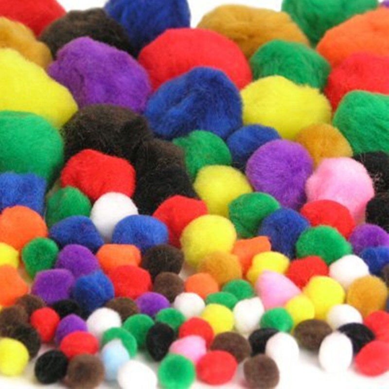 100 stuks diverse pluizige pompons voor kinderen, ... – Vicedeal