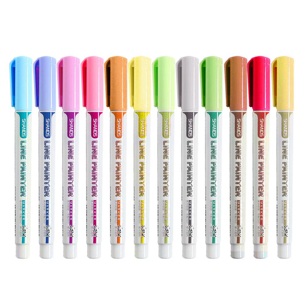Two-line Outline Flashing Pen 12 Colors Marker Pen... – Vicedeal