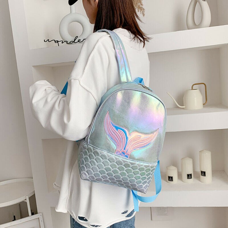 Mermaid Sequin Backpacks Women Ladies PU Leather S... – Vicedeal