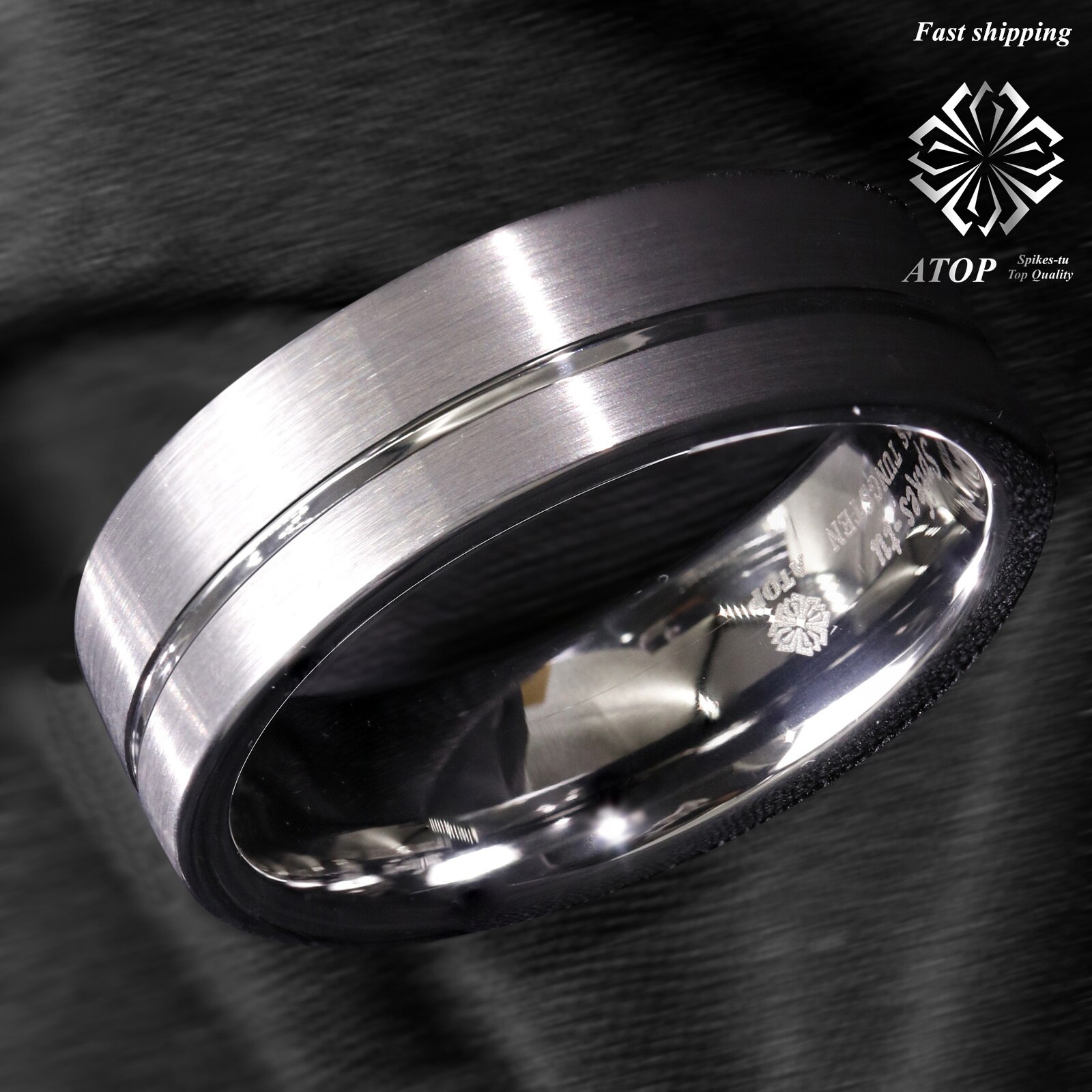 Titanium Color Brushed Tungsten Carbide Ring Strip... – Grandado