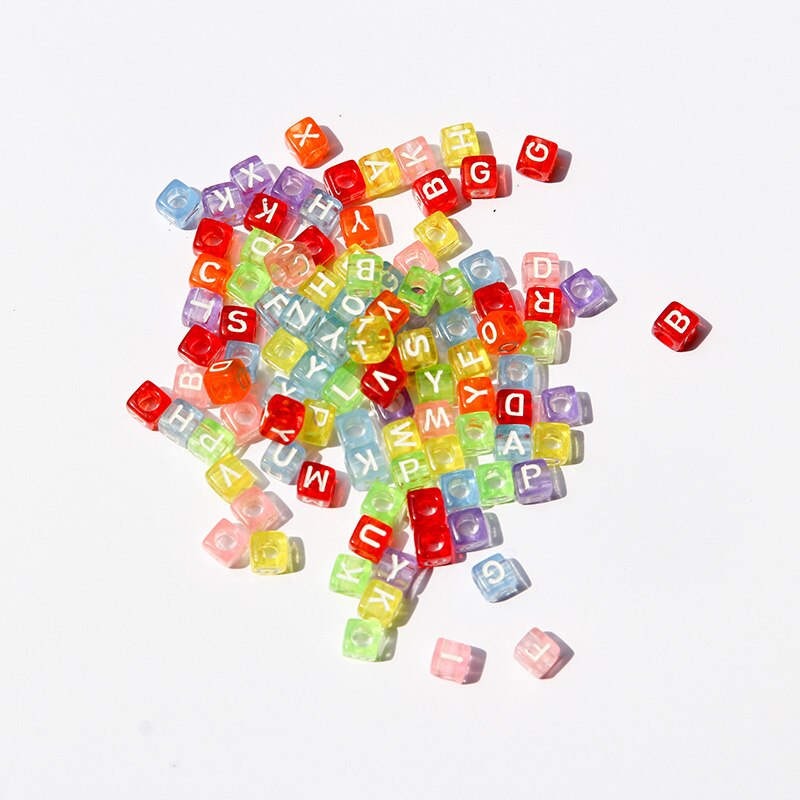 200 pcs Transparent colorful Alphabet beads letter... – Grandado