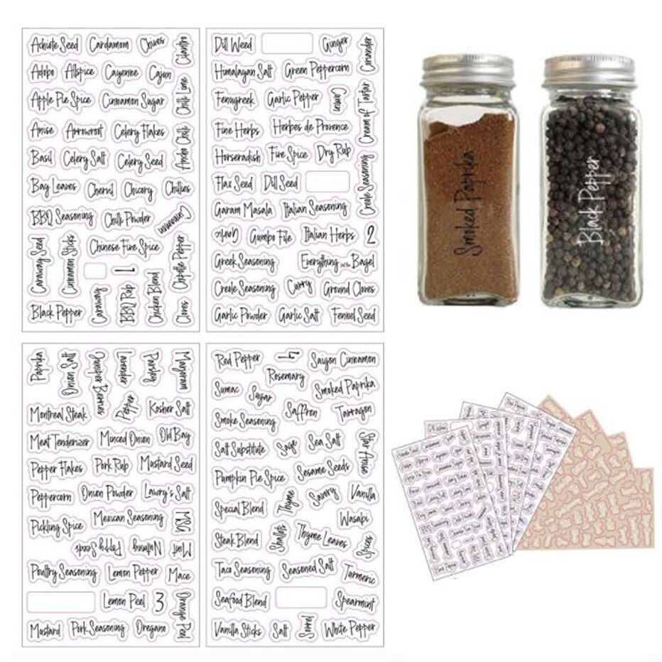 8 Sheets Label Stickers Kitchen Black and White Pa... – Grandado