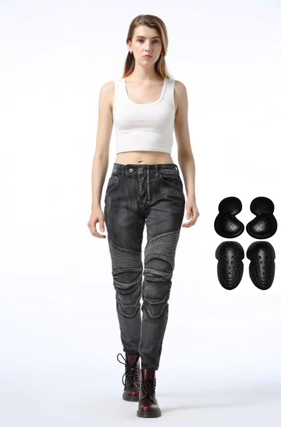 Women's Vintage Motorcycle Jeans Pantalones Motoci... – Grandado