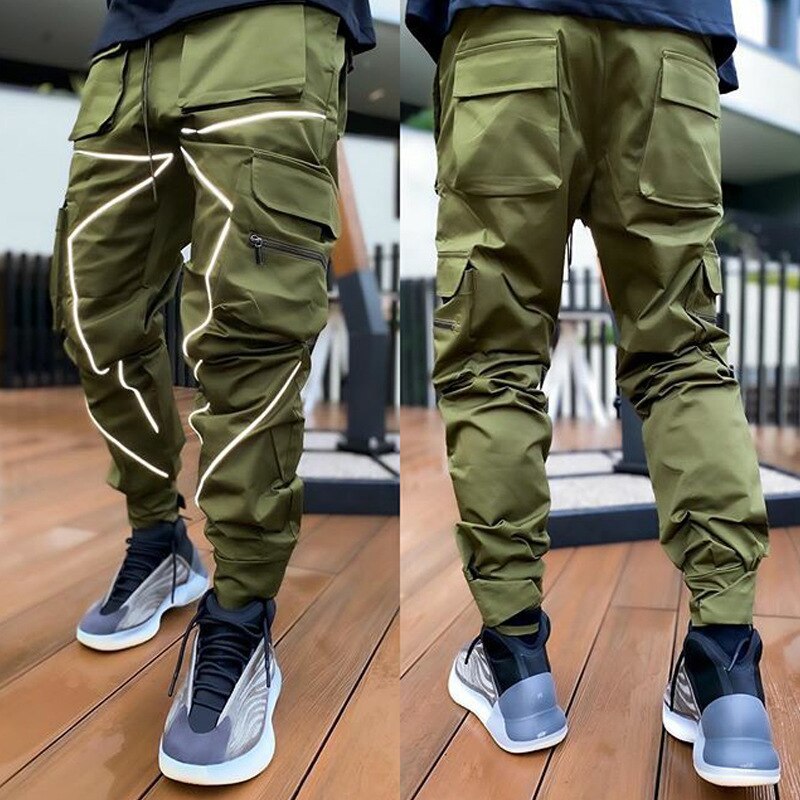 Mens Hip-hop Jogging Cargo Pants Men's Jogger Refl... – Grandado