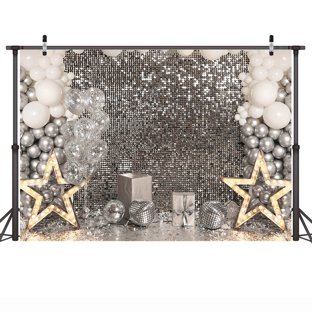 Disco Cake Smash Backdrop Photocall Glitter Sliver... – Grandado