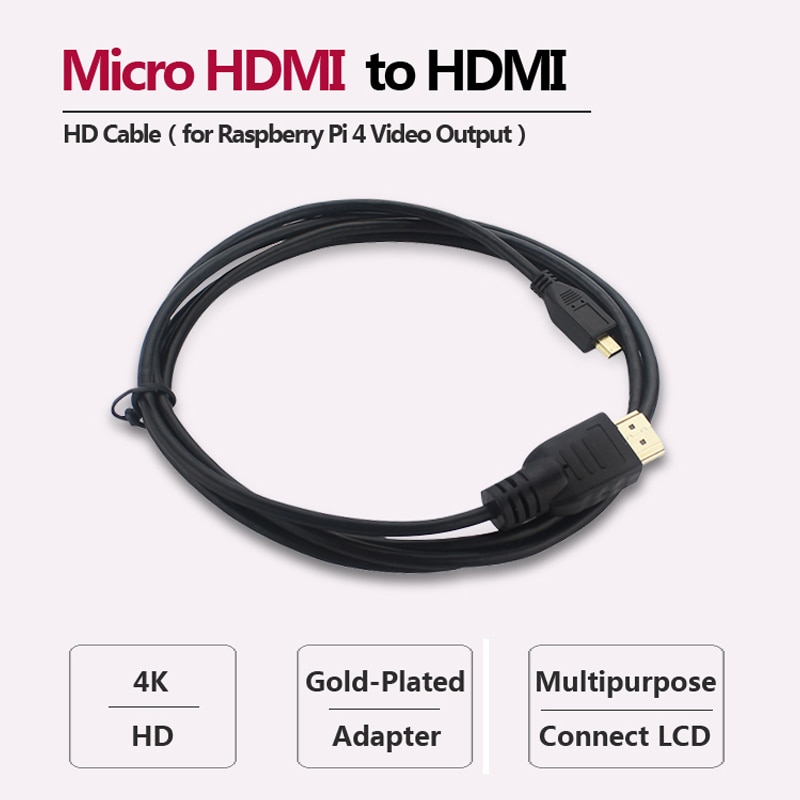 For Raspberry Pi 4 Micro HDMI to HDMI Cable Glod-P... – Vicedeal