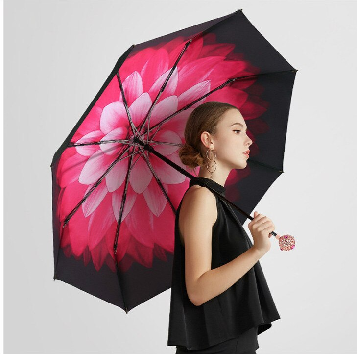 Luxury Crystal Head Folding Umbrella Women's P... – Vicedeal