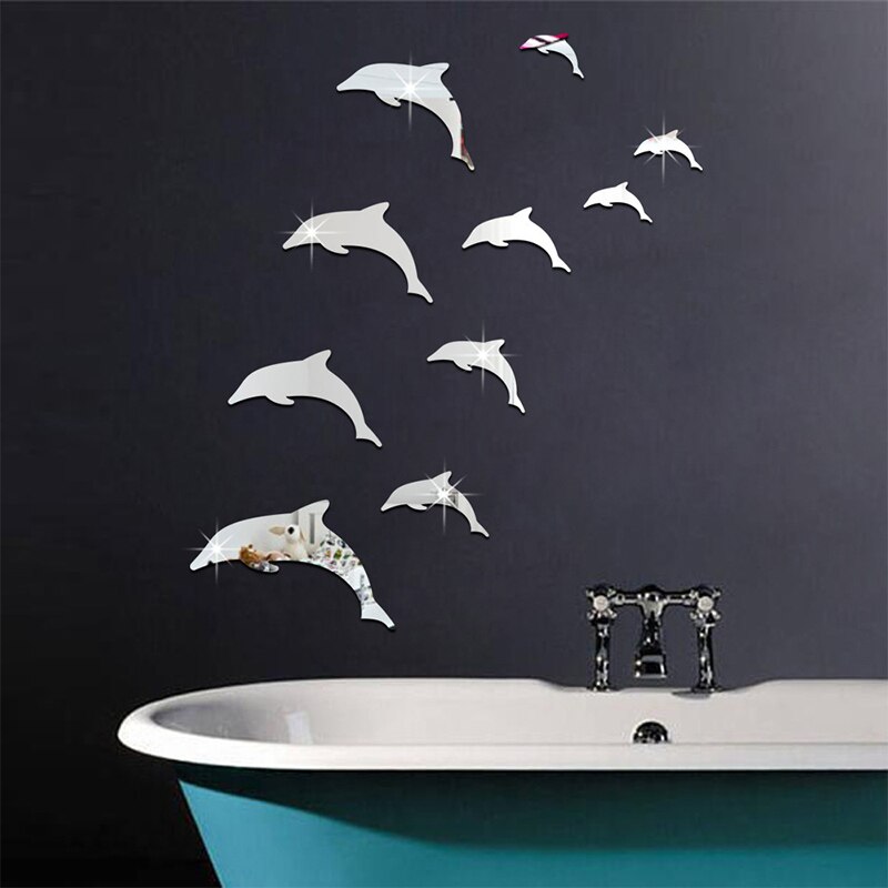 3D Acrylic Mirror Sticker Cartoon Dolphin Sticker ... – Vicedeal