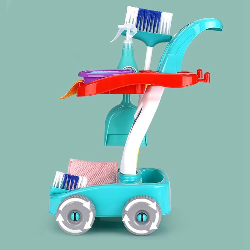 Kids Cleaning Trolley Cart Role Pretend Play Toy S... – Grandado