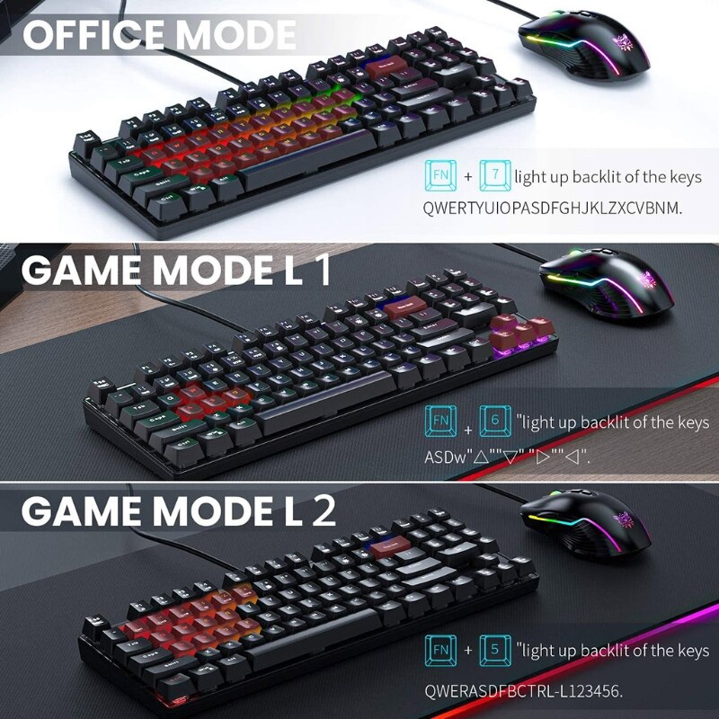 RGB Wired Gaming Keyboard and Mouse Combo RGB Back... – Grandado