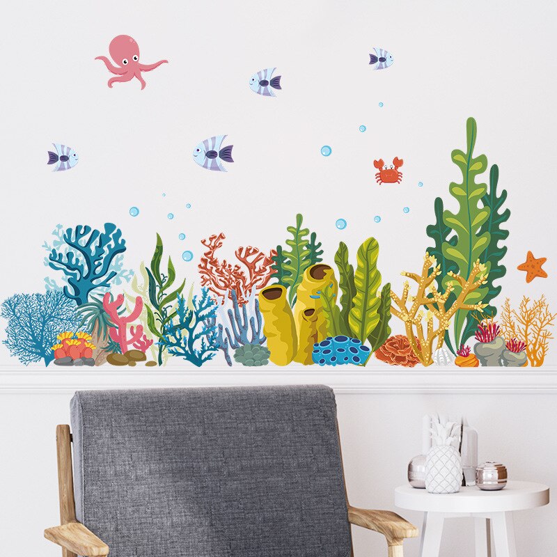 Underwater Seabed World Wall Stickers Coral Fish B... – Grandado