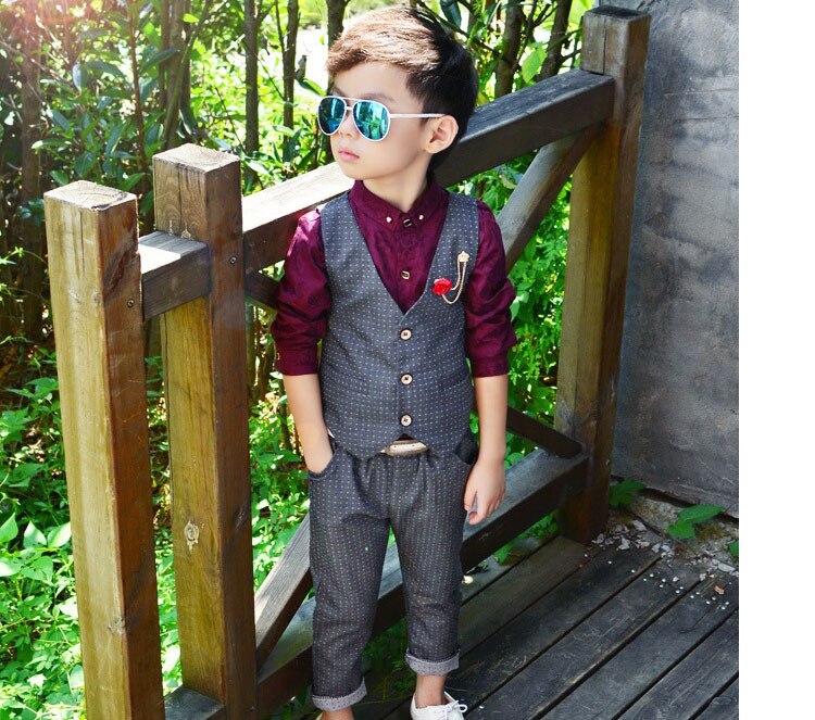 2PCS Boys Spring Vest Suit Top Gentle Boys Polka D... – Grandado