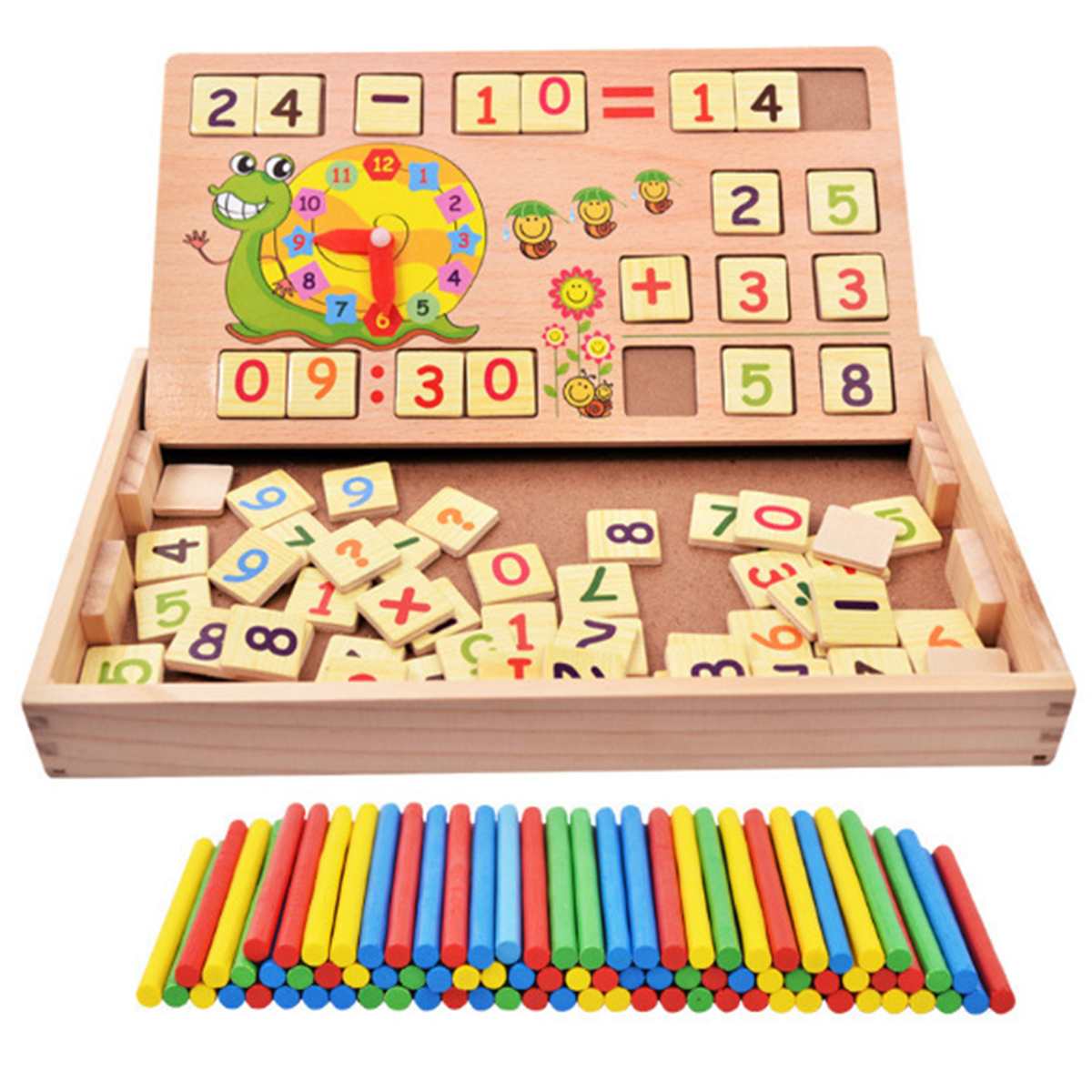 Kids Maths Teaching Box Set Children Wooden Number... – Grandado