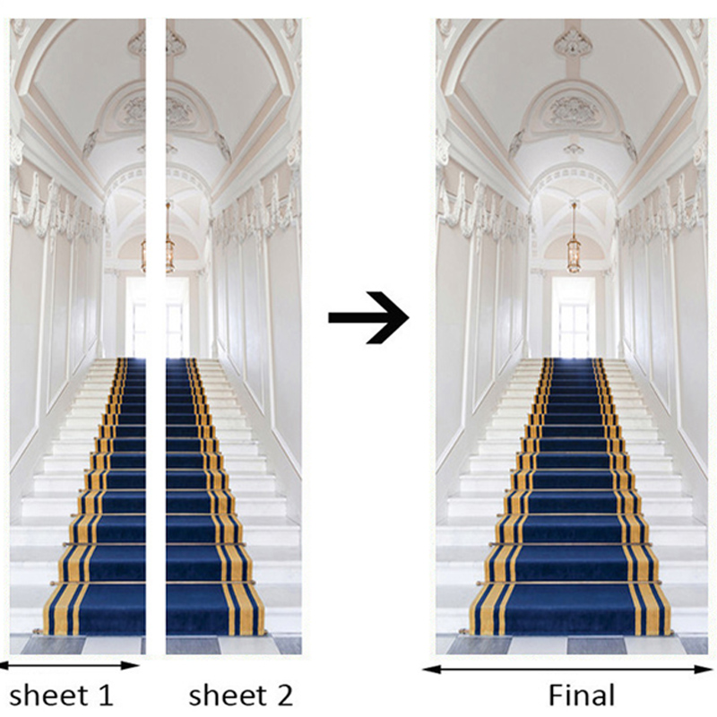 3D Stereo Stairs Building Door Sticker Living Room... – Grandado