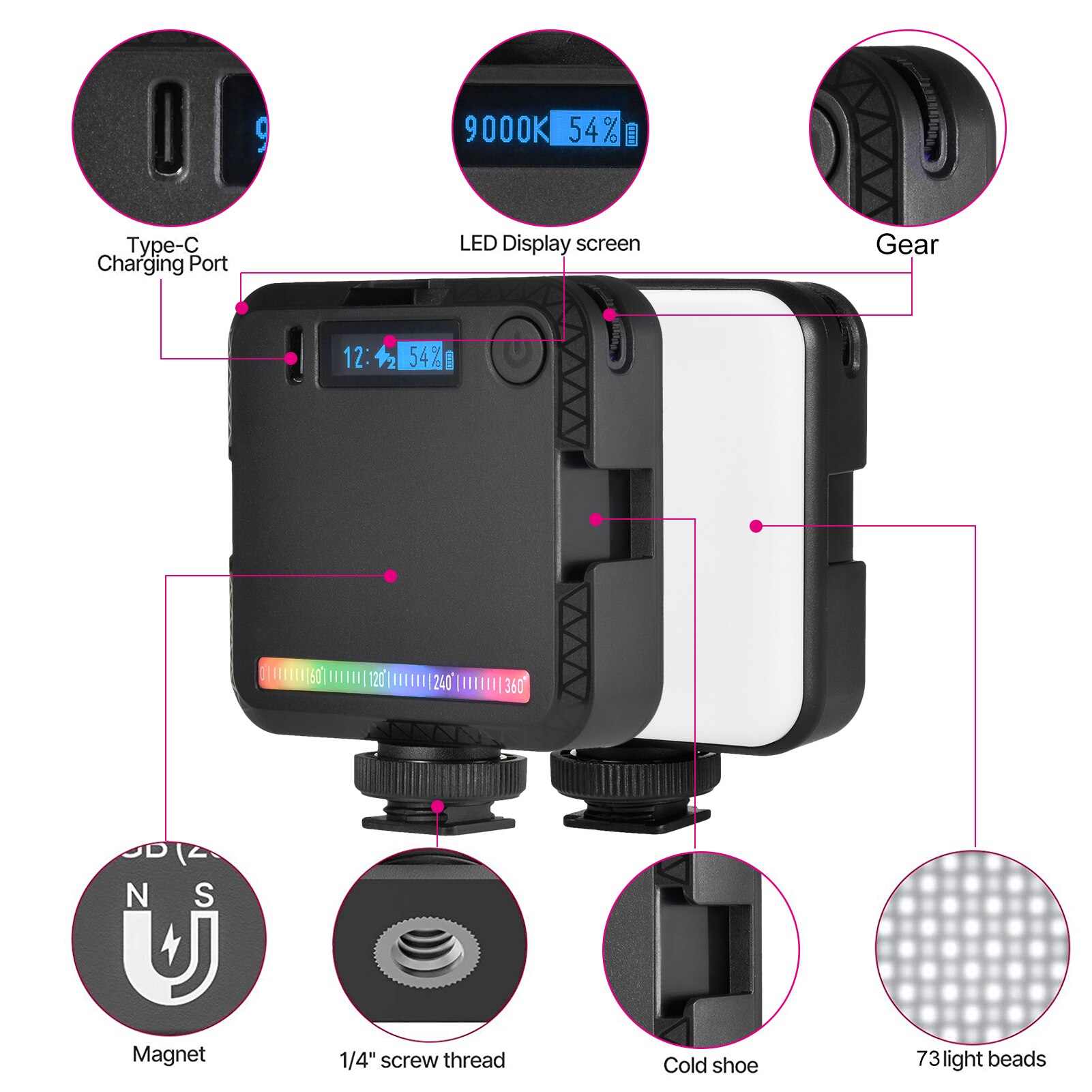 RGB Magnetic Computer Video Fill Light Dimmable LE... – Grandado