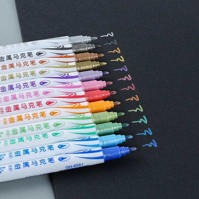 12 colors/set Dual Tips Metallic Marker Pearl Colo... – Grandado
