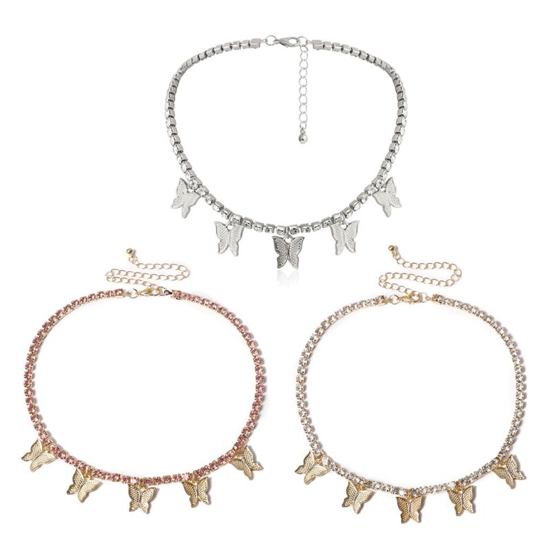 Flying Butterfly Pendant Necklace Women Shiny Crys... – Grandado