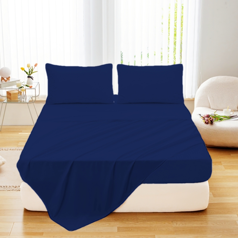 Queen size-seng flatt laken - mykt ensfarget toppl... – Vicedeal