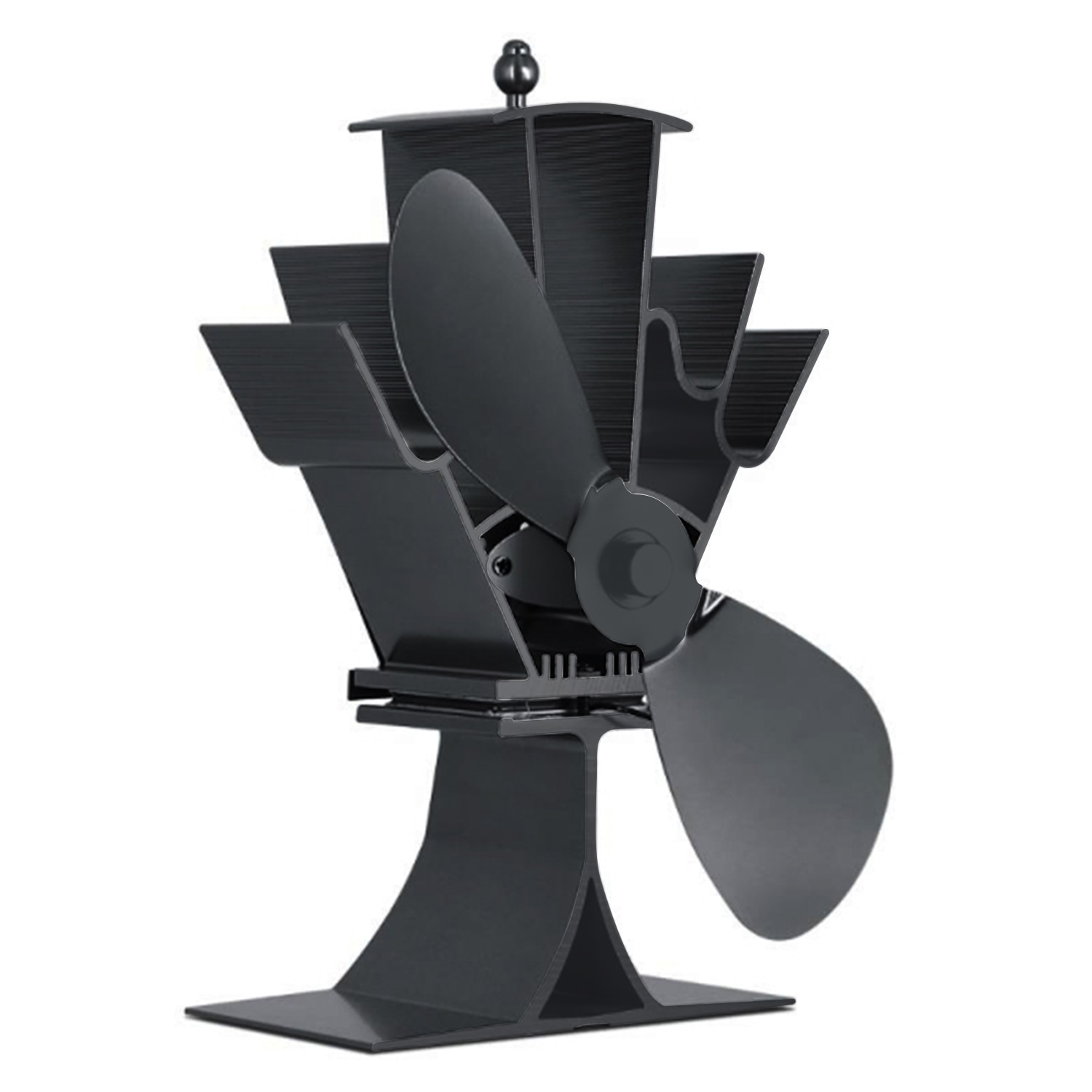 Black 2 Blades Heat Powered Stove Fan Log Wood Bur... – Grandado