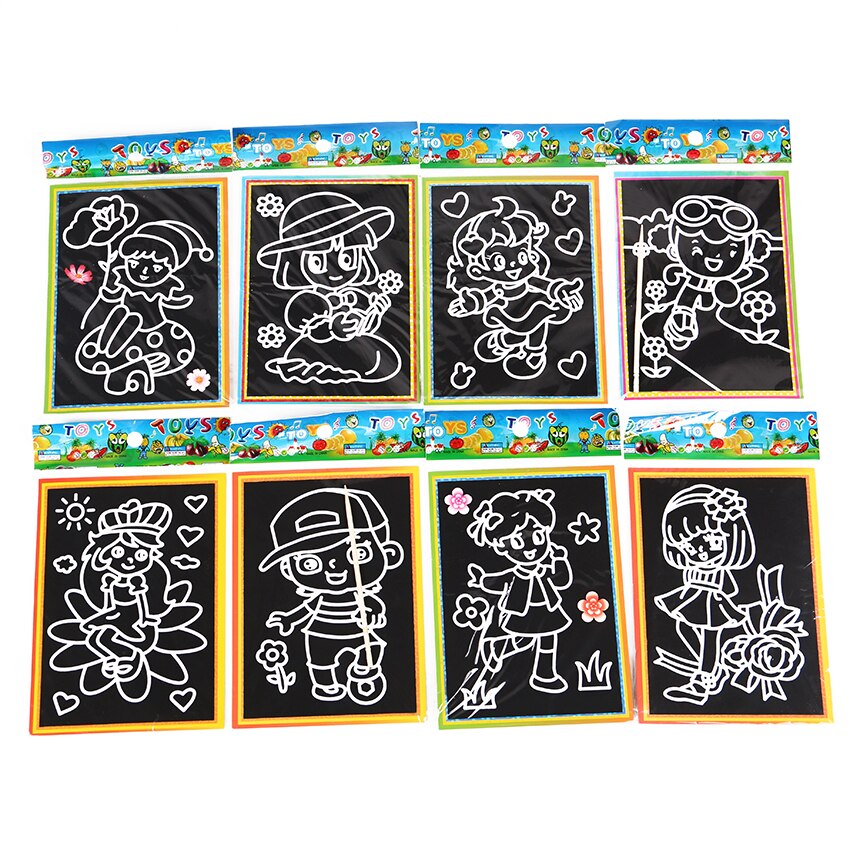 6 PCS 13x9.5cm Color Scratch Art Coloring Card Pap... – Grandado