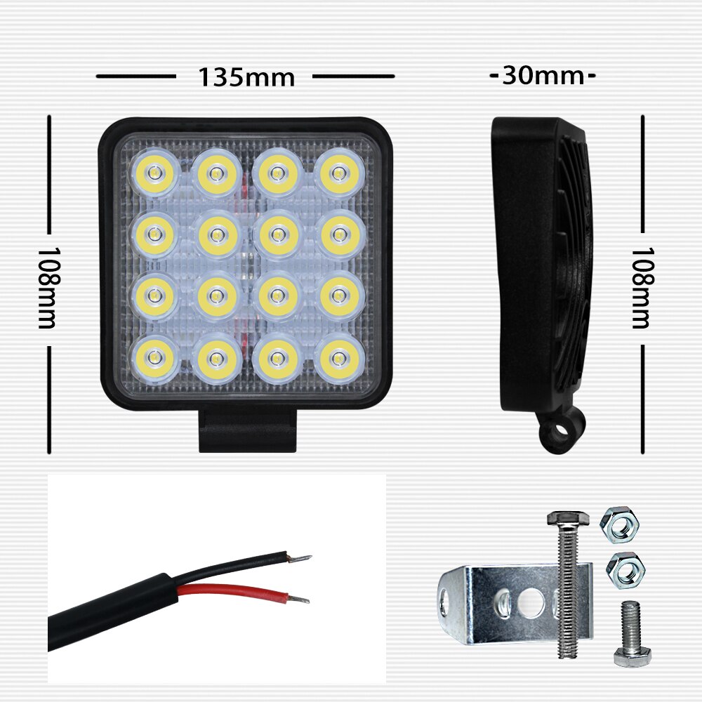 1 pcs 48w Square LED Waterproof Work Light 12V 24V... – Vicedeal