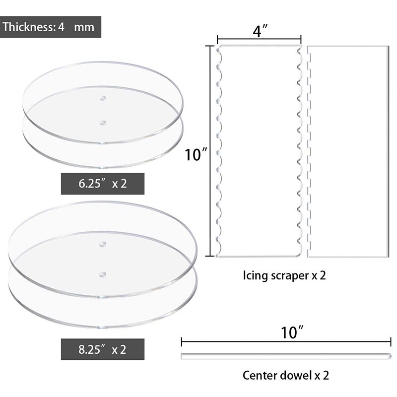 Acrylic Cake Disc,Round Acrylic Cake Disc Set with... – Grandado