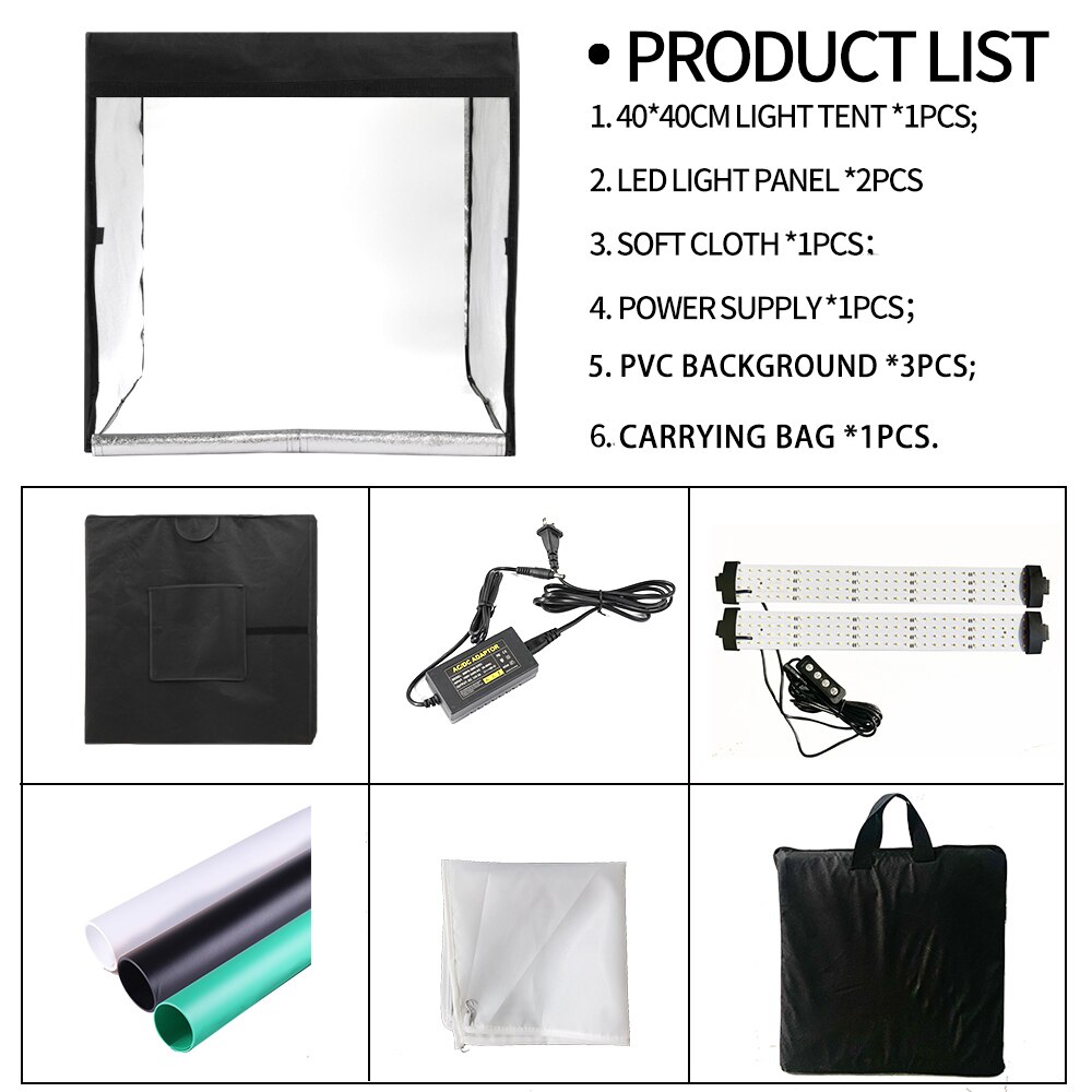 40cm*40cm Photo Box Dimmable Shooting Light Box Po... – Grandado