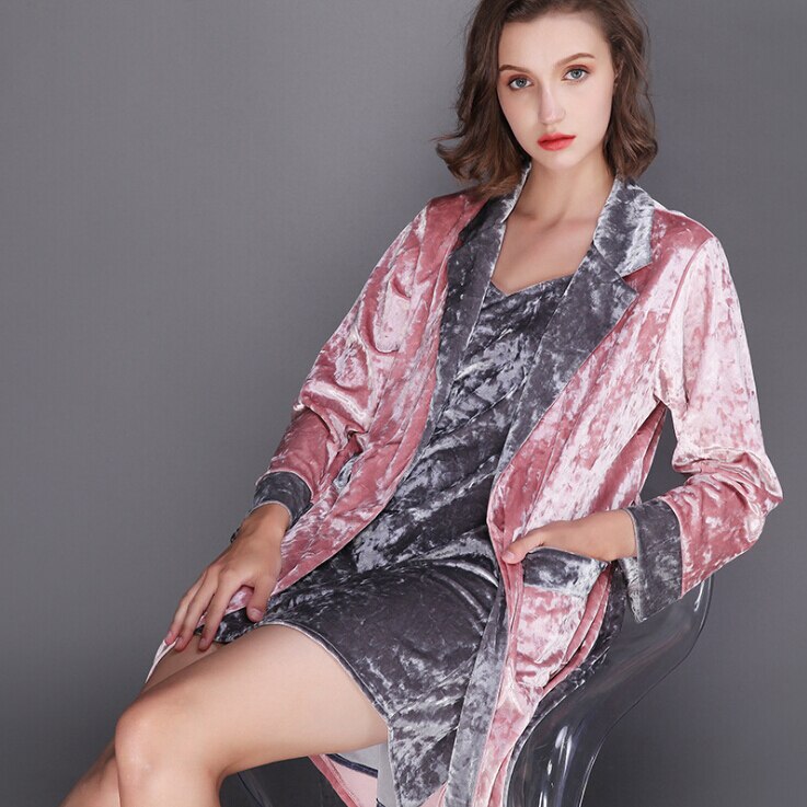 women night skirt two piece set velvet homewear vi... – Vicedeal
