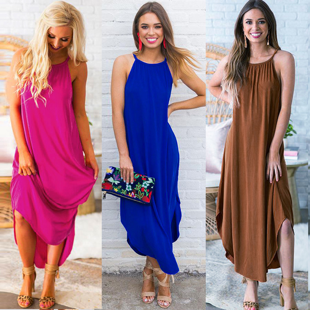 Womens Loose Summer Beach Gallus Sleevesless Eveni... – Grandado