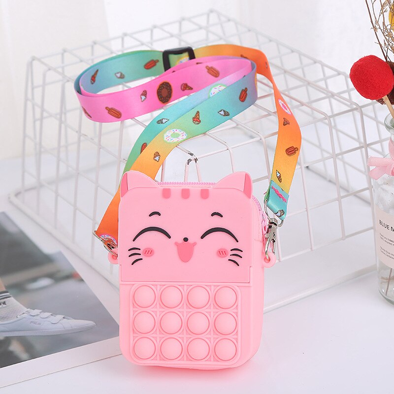 Fidget Toys Cat Pop It Crossbody Bag Push Bubble A... – Grandado