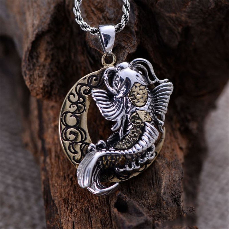 V.YA 925 Sterling Silver Fish Pendant Silver Carp ... – Grandado
