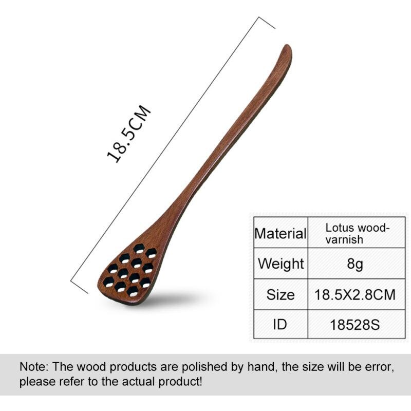 Lotus Wood Spoon with hole 18.5cm Long Handle Natu... – Grandado
