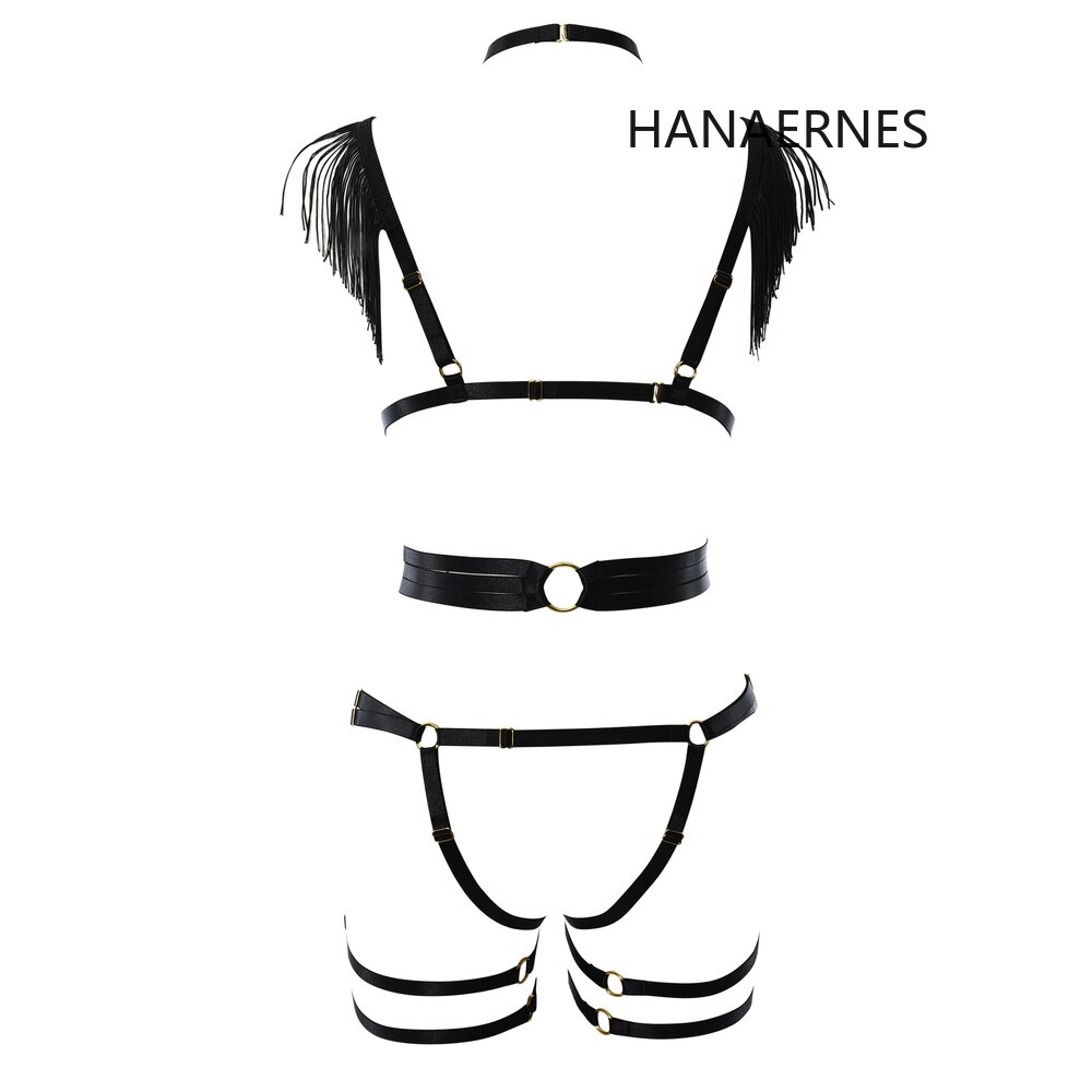 HANAERNES Black spread wings tassel Harajuku Gothi... – Grandado