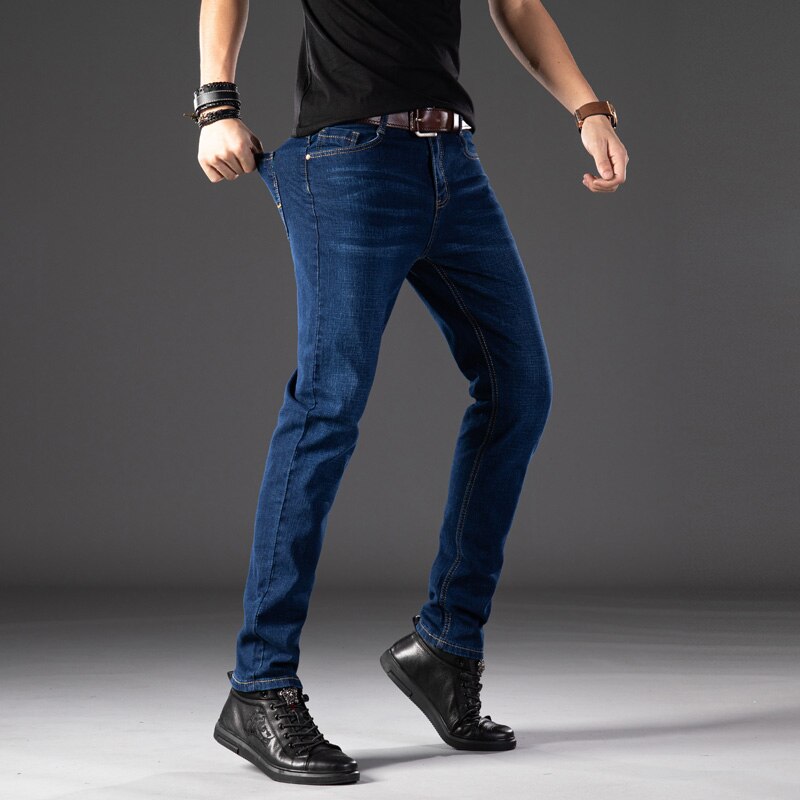 Mens Jeans Straight Denim Pants Men Classic Casual... – Vicedeal
