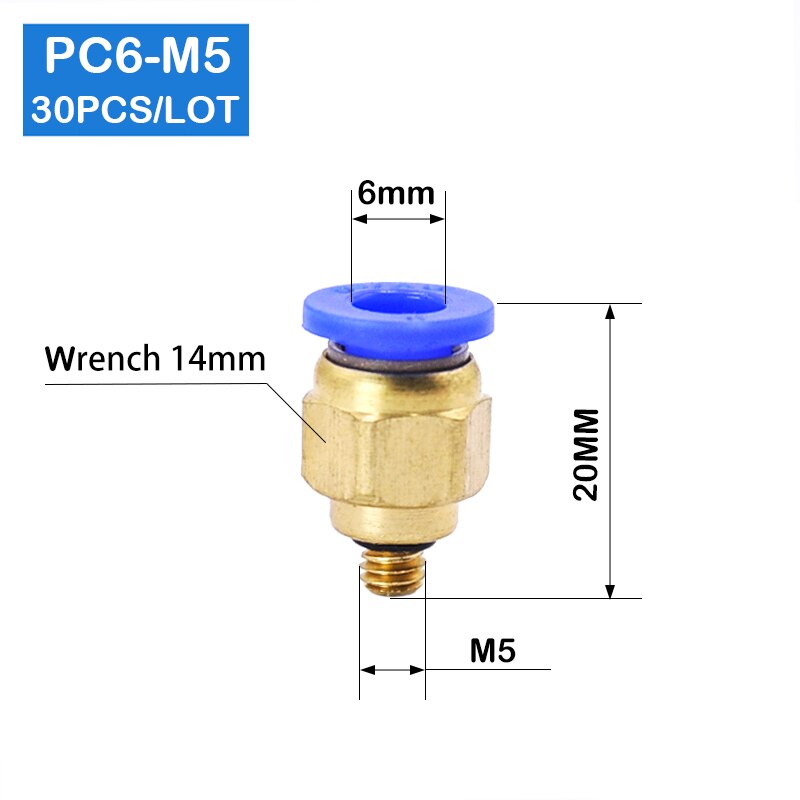 30pcs PC6-M5, 6mm tot M5 Pneumatische Connectors m... – Vicedeal