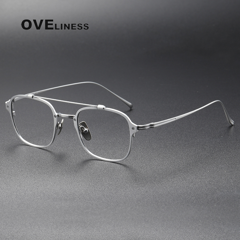 Pure titanium Glasses Frame for Men Retro Square f... – Grandado