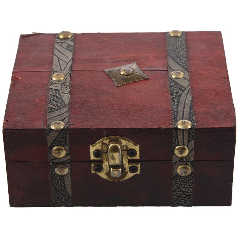 Wooden Vintage Lock Treasure Chest Jewelery Storag... – Grandado