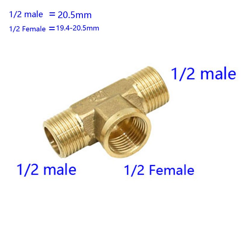 Brass Plumbing male 1/2 Tee Connector Female coppe... – Grandado