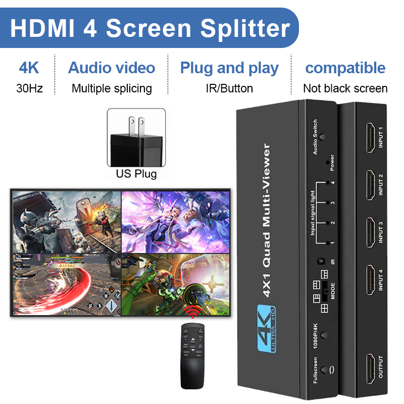4K 4x1 HDMI Multi-viewer switcher 4K Seamless Quad... – Vicedeal