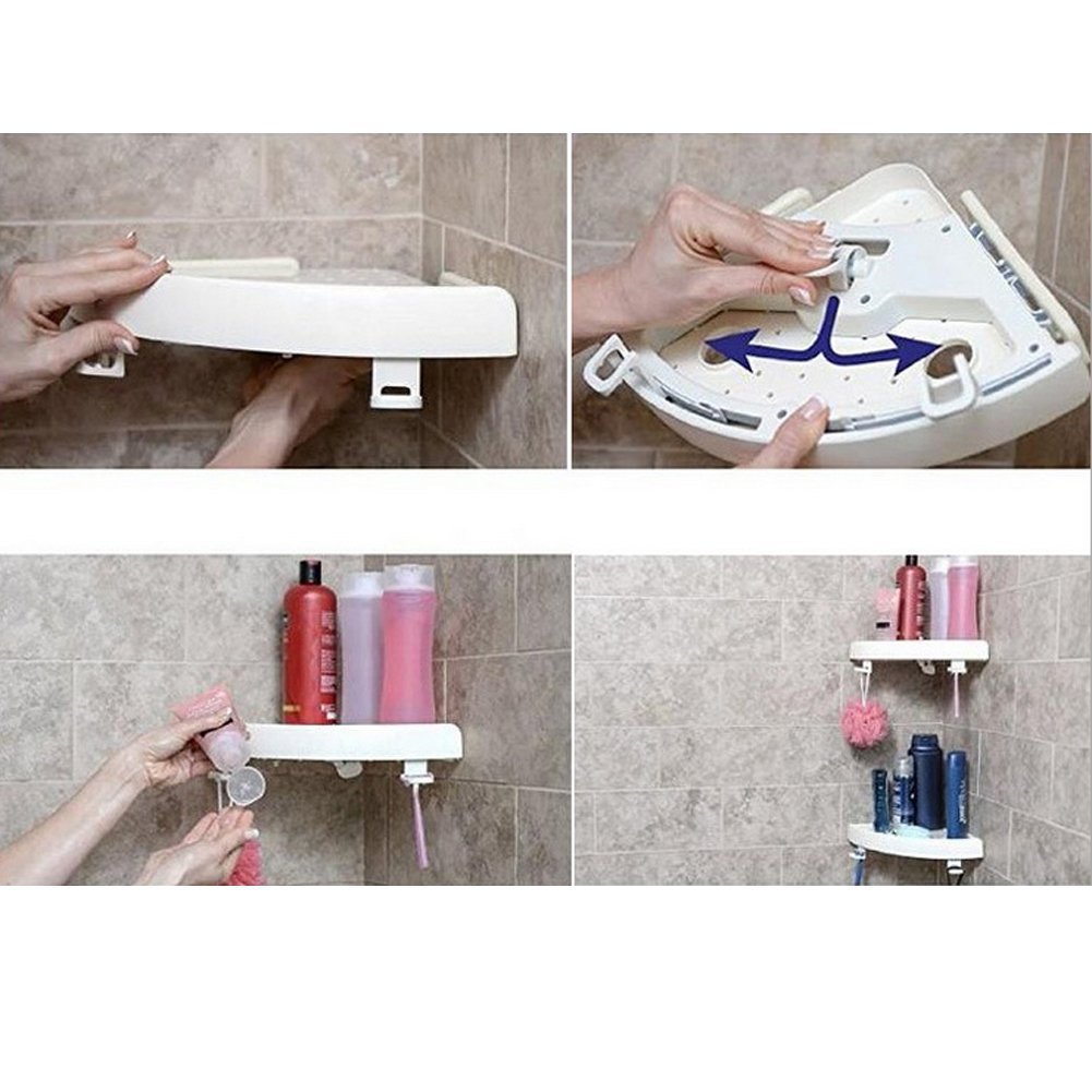 Bathroom Triangular Shower Shelf Snap Up Corner Sh... – Vicedeal