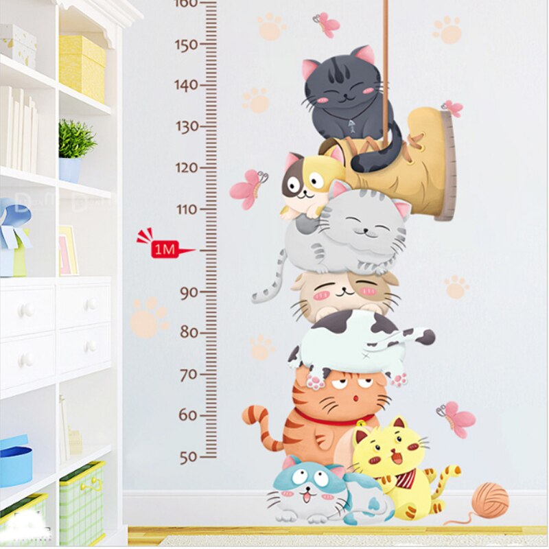 Measuring wall stickers, Cartoon, Cat, Animals, Fo... – Grandado