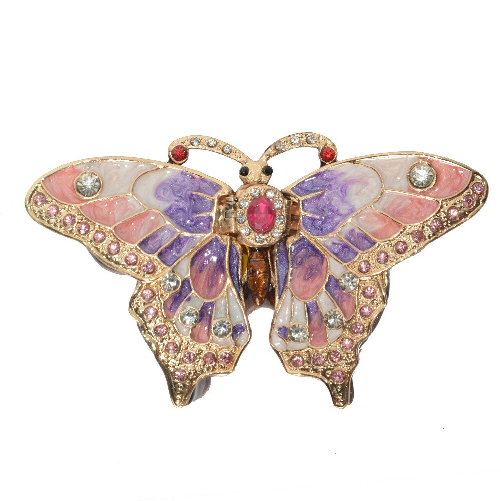 pink butterfly decoration crafted box metal jewelr... – Vicedeal