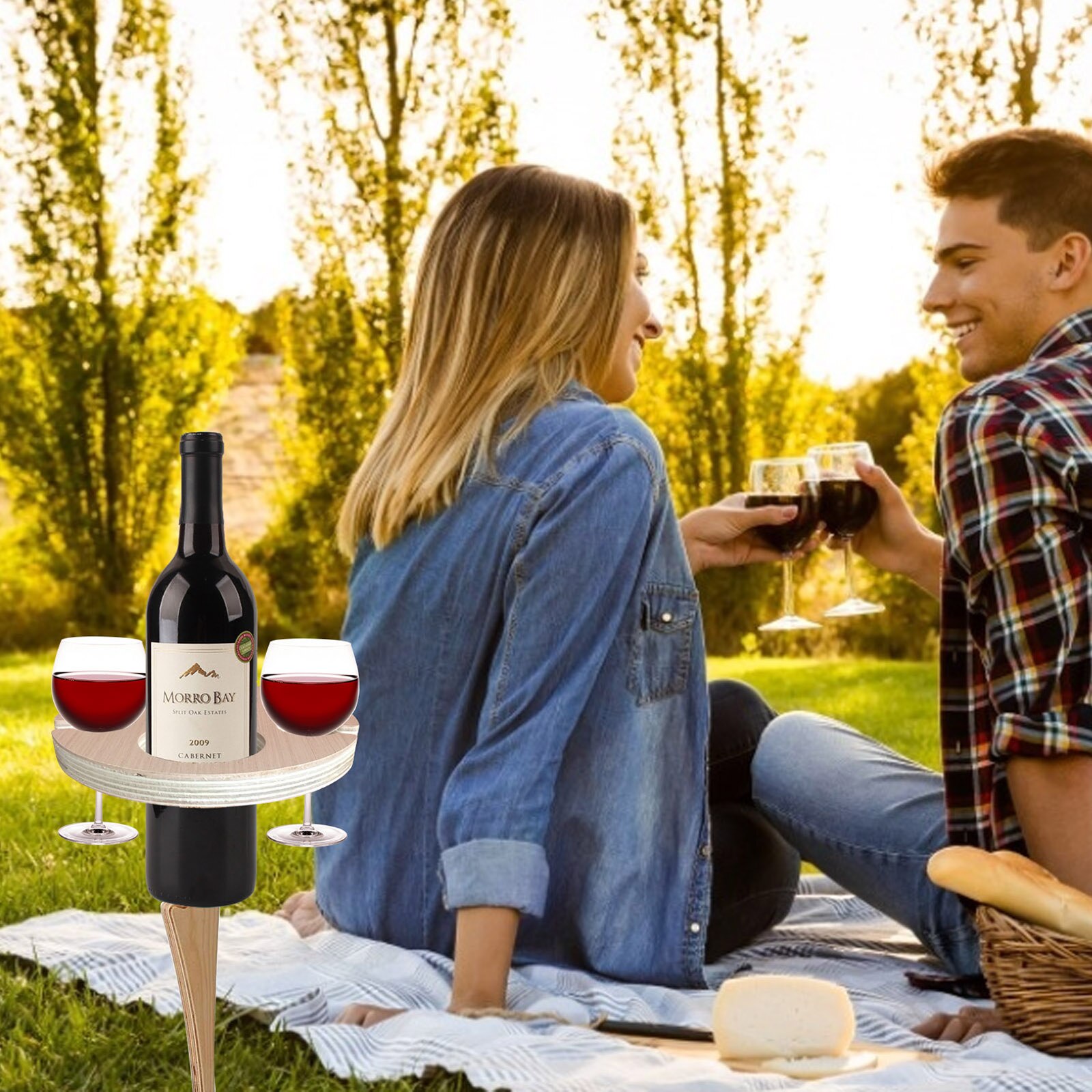 Outdoor Wine Table Wooden Folding Wine Table Stake... – Grandado