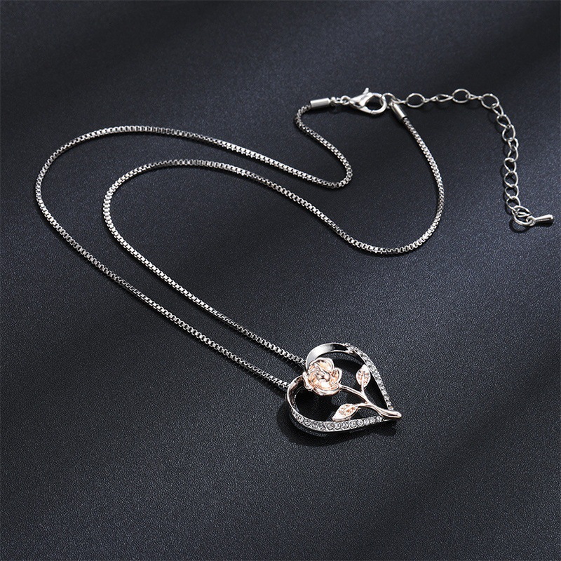 1pc Hollow Love Rose Pendant Necklace Valentine ... – Grandado