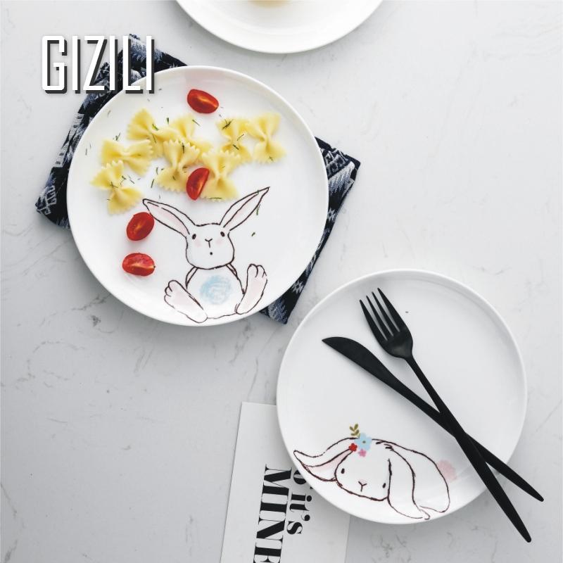 8 Inch Ceramic Dinner Plate Rabbit Animal Dinner D... – Grandado