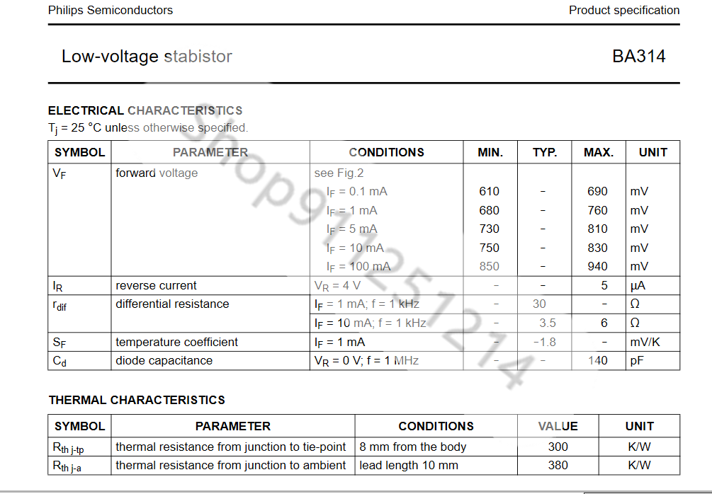 Low Voltage Diode BA314 5V 200mA Yellow Ring STABI... – Grandado