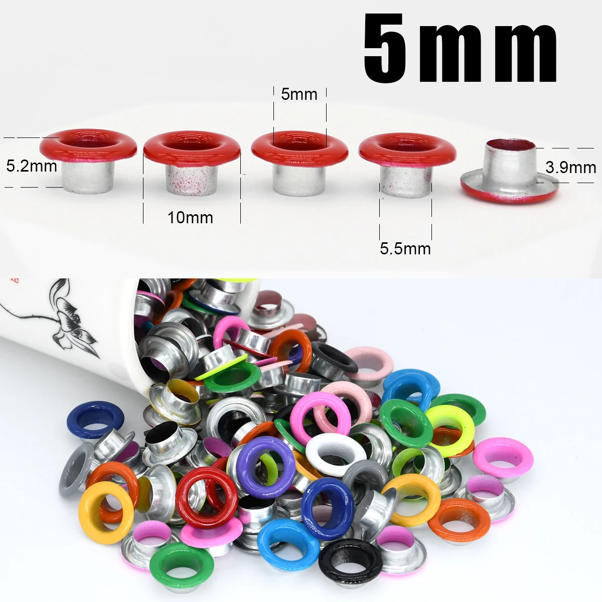 100sets Metal Eyelets Grommets Colored Hole Eye Ri... – Grandado